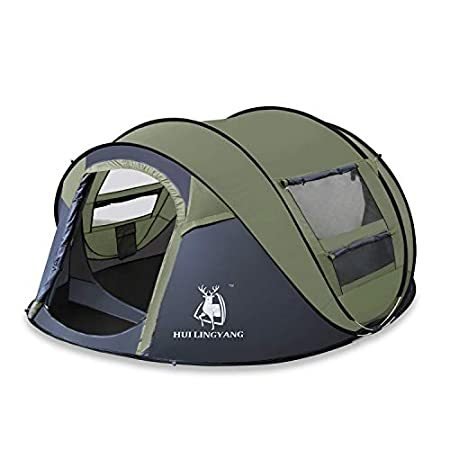 テント本体 HuiLingYang 3-4 Person Camping Tent Automatic Instant Pop Up Dome Tent with Waterproof Protection