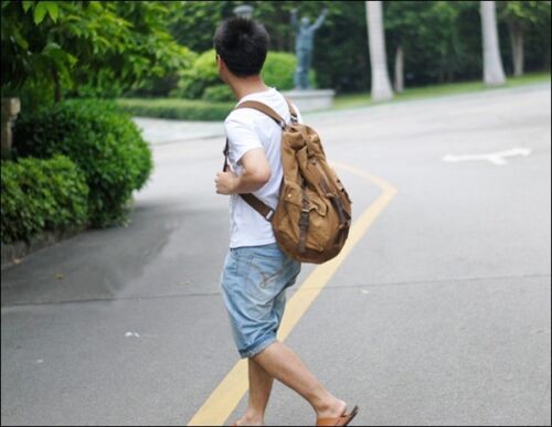 男性用リュック〜メンズバック〜 ヴィンテージメンズキャンバスレザーバック ハイキングリュックサック