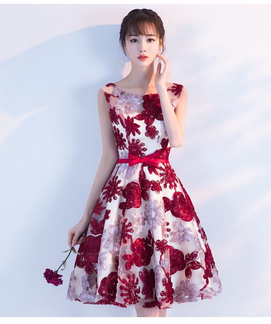 ワンピース ドレス スリーブレス 花柄 刺繍 エンブロイダリー パーティー ノースリーブ