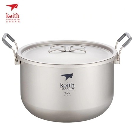 KEITH チタン 鍋 6L 調理 器具 屋外 キャンプ ハイキング ハンティング ピクニック 狩り 軽量 870グラム アウトドア