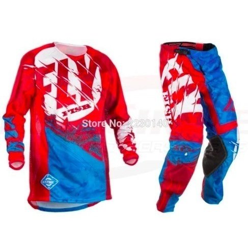 モトクロス ウェア オフロード 上下セット FLY FISH ジャージ&パンツ レッド・ブルー