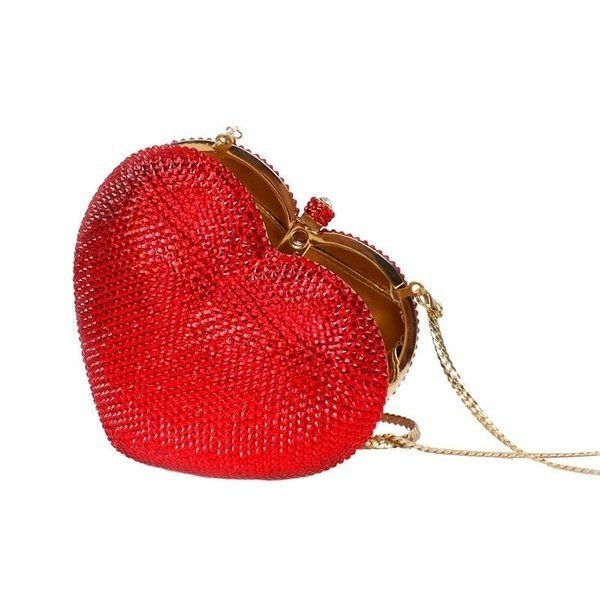 レディース 高級パーティーバッグ クラッチバッグ ラインストーン 結婚式 イブニング キラキラ ビジュー ジュエリー 2way 新品 赤 ハート