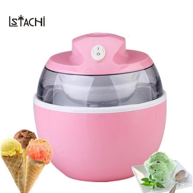アイスクリームメーカー 家庭用 自動 600ミリリットル フルーツデザート機 保冷 ピンク
