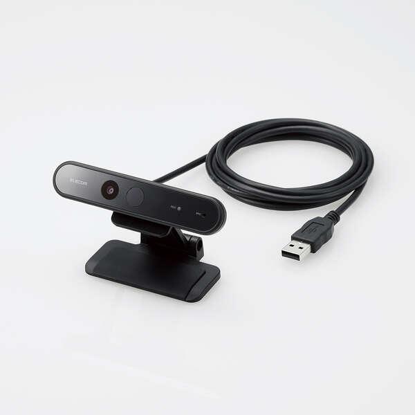 即納 エレコム Webｶﾒﾗ/200万画素/Full HD/Windows Hello顔認証対応/ﾌﾞﾗｯｸ