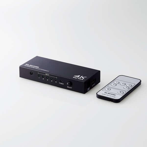 即納 エレコム HDMI切替器(5ポート) PC ゲーム機 マルチディスプレイ ミラーリング 専用リモコン付き