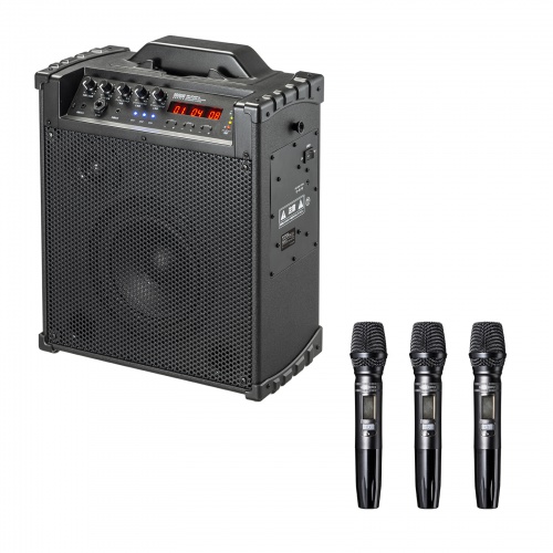 即納 サンワサプライ ワイヤレスマイク付き拡声器スピーカー(バッテリー内蔵・ワイヤレスマイク3本対応)