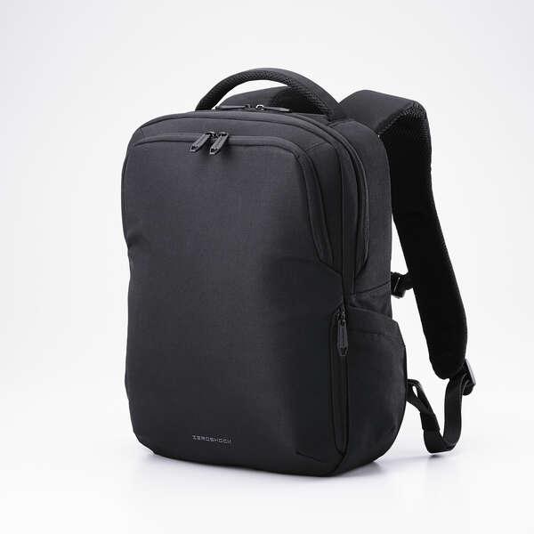 即納 エレコム リュック 13L 衝撃吸収 14インチPC対応 出張 通勤 小物整理ポケット付 撥水 バックパック ZEROSHOCK ブラック
