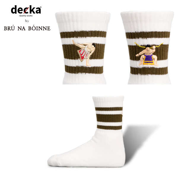 decka (デカ) / decka X BR? NA B?INNE Skater Socks Embroidey Sumo (BNBde41SM) (OLIVE) (ブルーナボイン ...