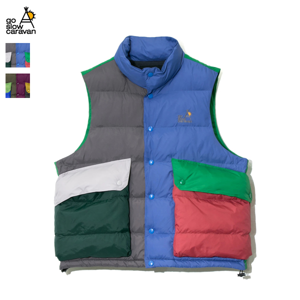 20%OFF / ゴースローキャラバン / マイクロリップナイロンクレイジースタンドベスト / 336601 / SORONA中綿 ベスト / 撥水 防汚 軽量 / ユニセックス / go slow caravan / 2024秋冬