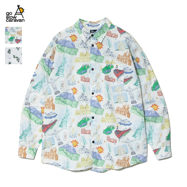 ゴースローキャラバン / 40/-ブロード総柄プリントR/Gシャツ / 340217 / go slow caravan / 長袖シャツ / 総柄 / 2025春夏