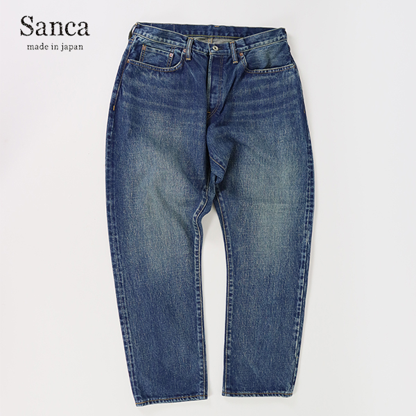 サンカ Sanca / 15.5OZ DENIM 5P TAPERED FIT USED INDIGO / S25FPT02 / テパードデニムパンツ / ユーズド加工 / メンズ / 日本製 デニム