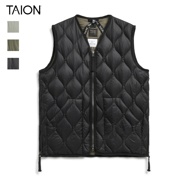 タイオン TAION / ミリタリー VネックWジップ ダウンベスト ソフトシェル / TAION-001ALSZML-1 / ミリタリーライン / SOFT SHELL / 800FP / ユニセックス / 2025秋冬