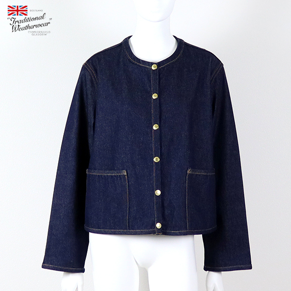 Traditional Weatherwear トラディショナルウェザーウェアー / ARKLEY A-LINE DENIM アークリー Aライン デニム / L252BBFCO0506EM / インディゴ / レディース / デニム / ノーカラー / ショート丈 / シンプル / 2025秋冬