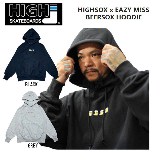 【EAZY M!SS X HIGH SOX】イージーミスXハイソックス メンズ コラボパーカー スケートボード スケボー