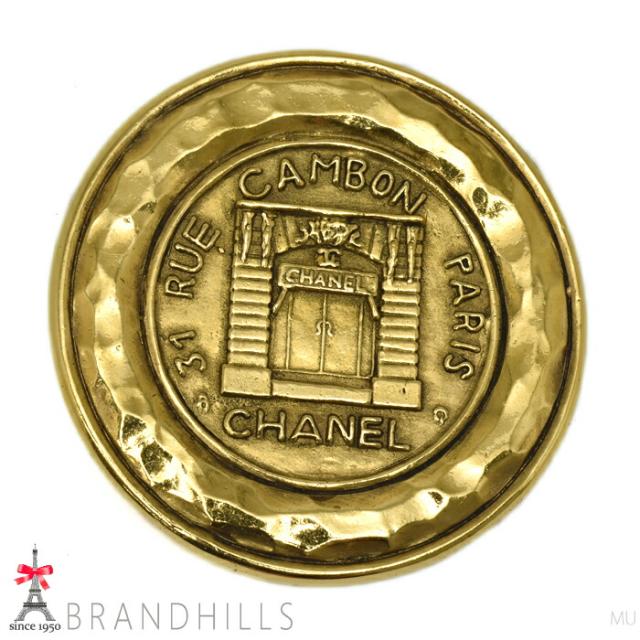 シャネル ブローチ カンボン ヴィンテージ ゴールドメッキ 丸形 CHANEL 美品 【中古】