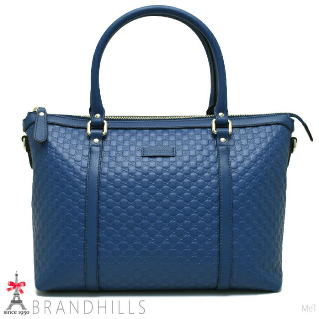 グッチ ハンドバッグ レディース マイクログッチシマ レザー ブルー 2WAY アウトレット 449656 GUCCI ほぼ未使用 【中古】