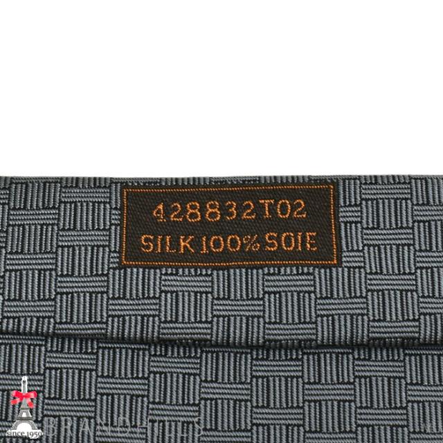 エルメス ネクタイ メンズ シルク100% グレー H織り 剣先幅8cm