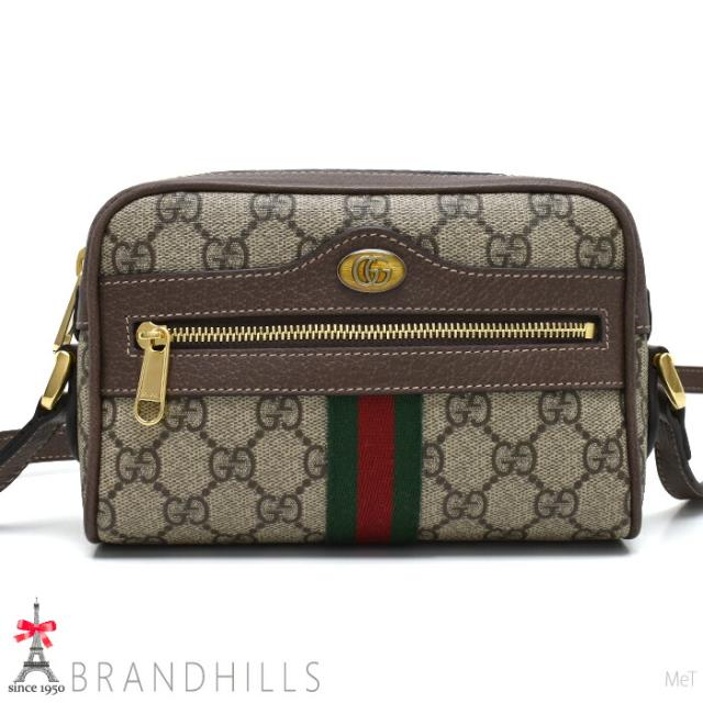 グッチ ミニ ショルダーバッグ レディース オフディア GGスプリーム ベージュ ブラウン 517350 GUCCI ほぼ未使用 【中古】