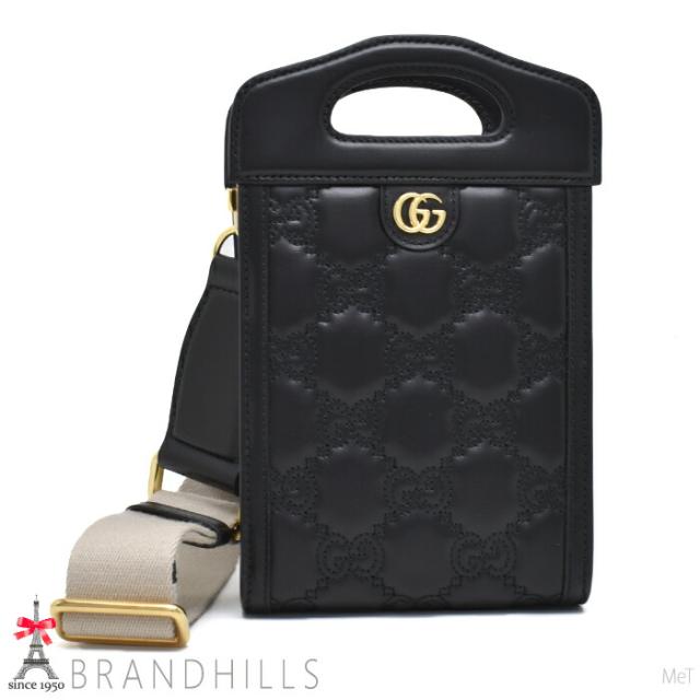 グッチ ミニトップハンドルバッグ GGマトラッセ レザー ブラック キルティング 2WAY ショルダー 723776 GUCCI 未使用品 【中古】