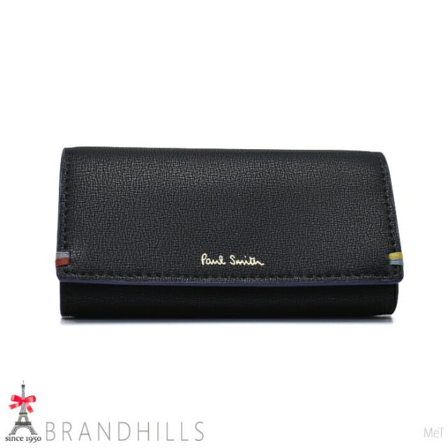 ポールスミス キーケース 4連 メンズ ハイライトステッチ レザー ブラック BPS290 Paul Smith 未使用品 【中古】