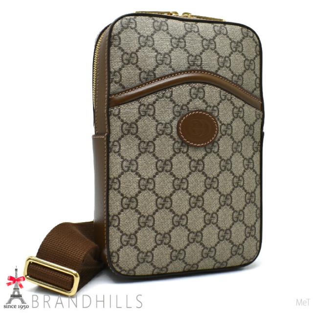 グッチ ボディバッグ メンズ レディース ＧＧスプリーム ベージュ エボニー インターロッキングＧ 696016 GUCCI 極美品 【中古】