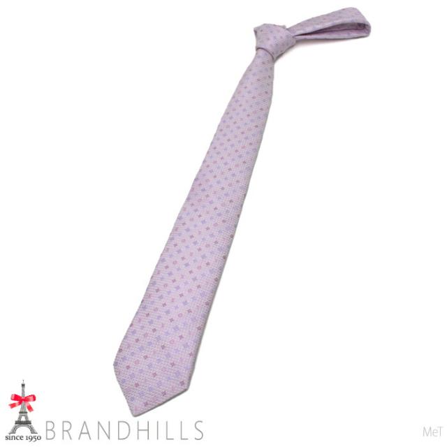 ルイヴィトン ネクタイ シルク100％ ピンク 剣先幅7cm M78015 LOUIS VUITTON ほぼ未使用 【中古】