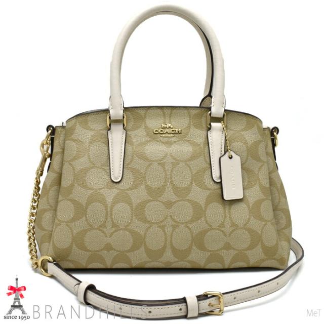 コーチ ハンドバッグ レディース シグネチャー PVC ベージュ ホワイト 2WAY ショルダー F29434 COACH 美品 【中古】