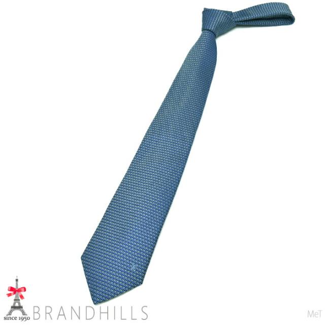 ルイヴィトン ネクタイ ダイヤモンド ブイ シルク100％ ブルー 剣先幅8cm M71200 LOUIS VUITTON ほぼ未使用 【中古】