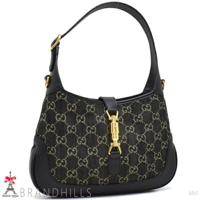 グッチ ハンドバッグ ジャッキー 1961 スモール GGデニム レザー ブラック ショルダー 678843 GUCCI 未使用品 【中古】