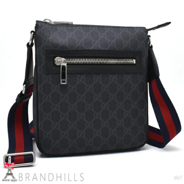 グッチ ショルダーバッグ メンズ スモール メッセンジャーバッグ GGスプリーム ブラック 792082 GUCCI 極美品 【中古】