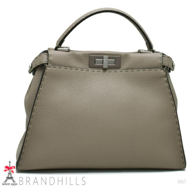 フェンディ ハンドバッグ レディース ピーカブー レギュラー レザー グレージュ 2WAY 8BN290 1RM FENDI 美品 【中古】