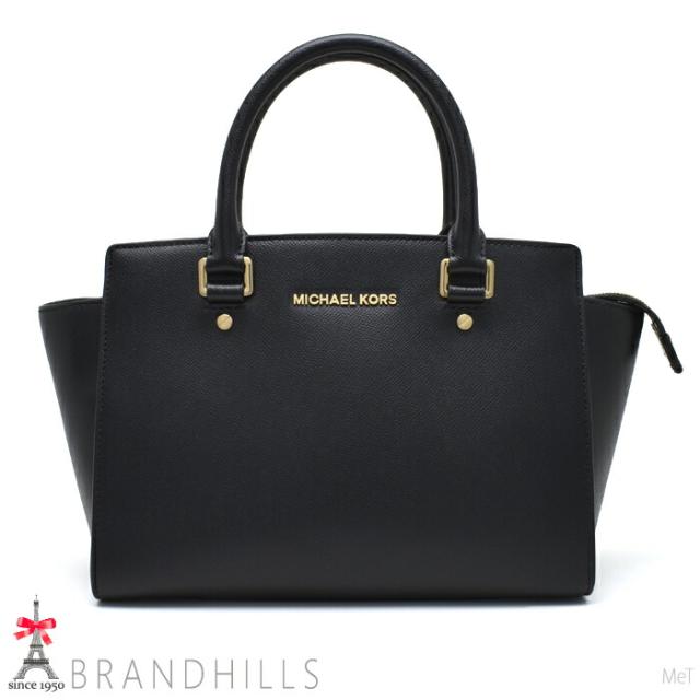 マイケルコース ハンドバッグ セルマ ミディアム トップ ジップ サッチェル ブラック 2WAY 30S3GLMS2L MICHAEL KORS 美品 【中古】
