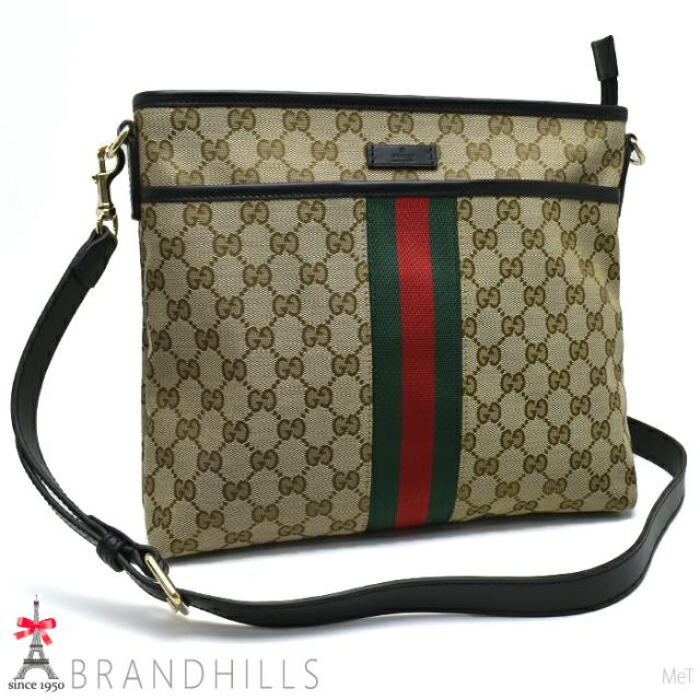 グッチ ショルダーバッグ GGキャンバス ベージュ ブラック メッセンジャーバッグ 388926 GUCCI 未使用品 【中古】