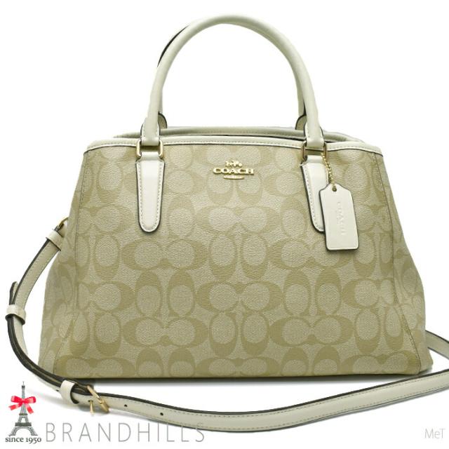 コーチ トートバッグ レディース シグネチャー PVC ベージュ ホワイト 2WAY ショルダー F58310 COACH 良品 【中古】