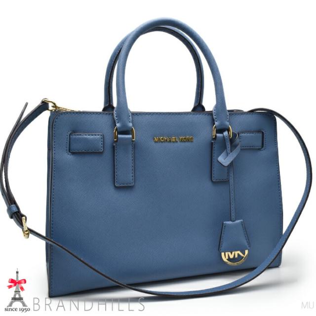 マイケルコース トートバッグ Dillon Cornflower Leather Satchel ブルー 2WAY 30H4GAIS3L MICHAEL KORS 美品 【中古】