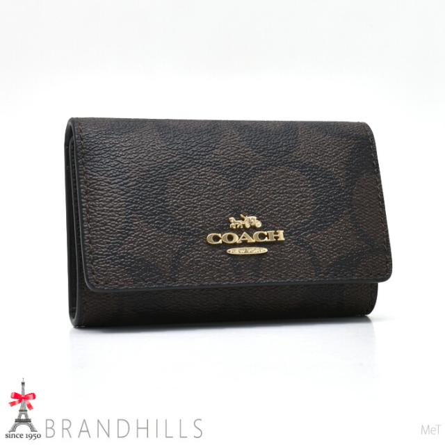 コーチ キーケース 5連 レディース ファイブ リング シグネチャー ダークブラウン キーリング付 77998 COACH 未使用品 【中古】