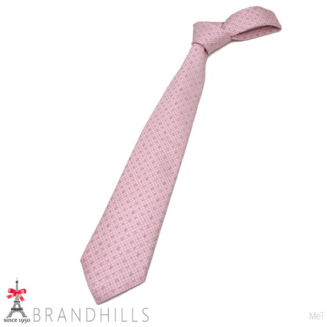 ルイヴィトン ネクタイ シルク100％ ピンク 剣先幅8cm M75924 LOUIS VUITTON 未使用品 【中古】