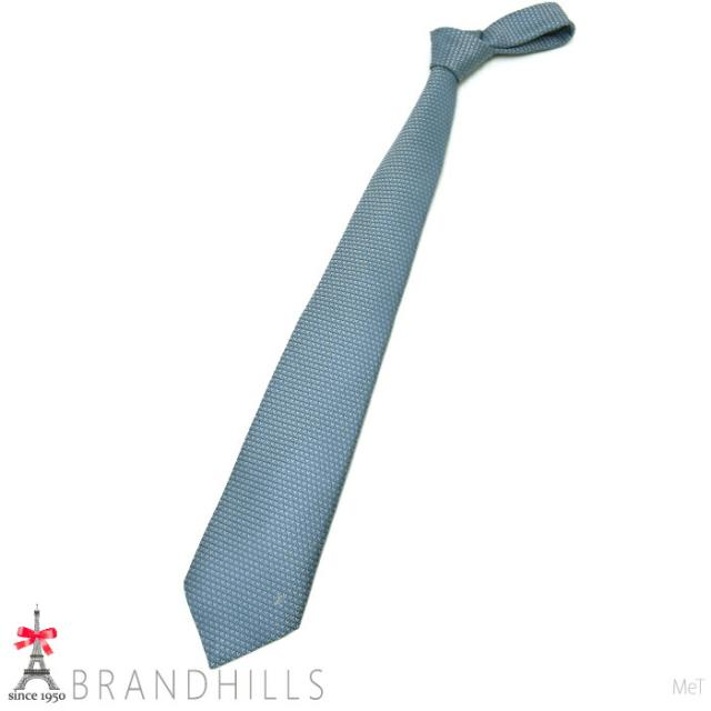 ルイヴィトン ネクタイ ダイヤモンド ブイ シルク100％ ライトブルー 剣先幅8cm M71209 LOUIS VUITTON ほぼ未使用 【中古】