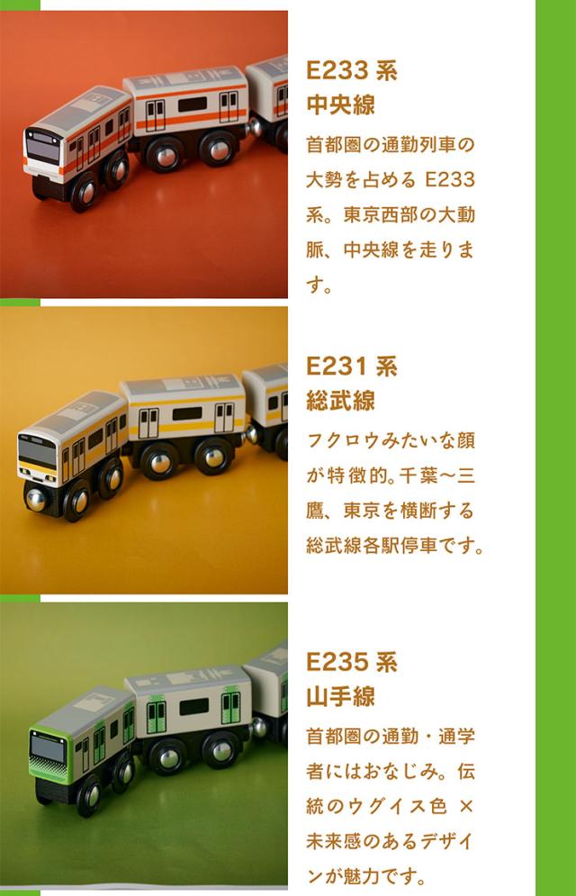 moku TRAIN E231系 総武線 3両セット 木製玩具 木製おもちゃ 木製レール