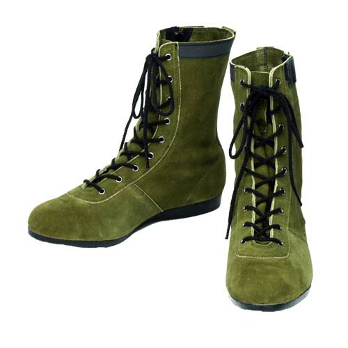 安全靴 半長靴 青木産業 技 零式3 オリーブグリーン 鋼鉄先芯 24.5〜28.0cm スエード 紐 サイドファスナー (w04503)