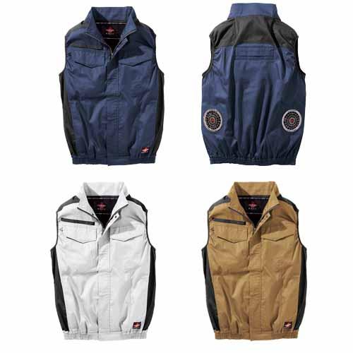 空調ウェア 服単体　V4299 難燃ベスト 10L 綿100％ ネイビー シルバー 村上被服 HOOH 快適ウェア 大きいサイズ(w06892)