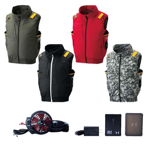 空調ウェア チタンベストと12Vフラットファンと12Vバッテリーのセット 09900+RD9220HN+RD9291J サンエス 空調風神服 アタックベース (w06984)