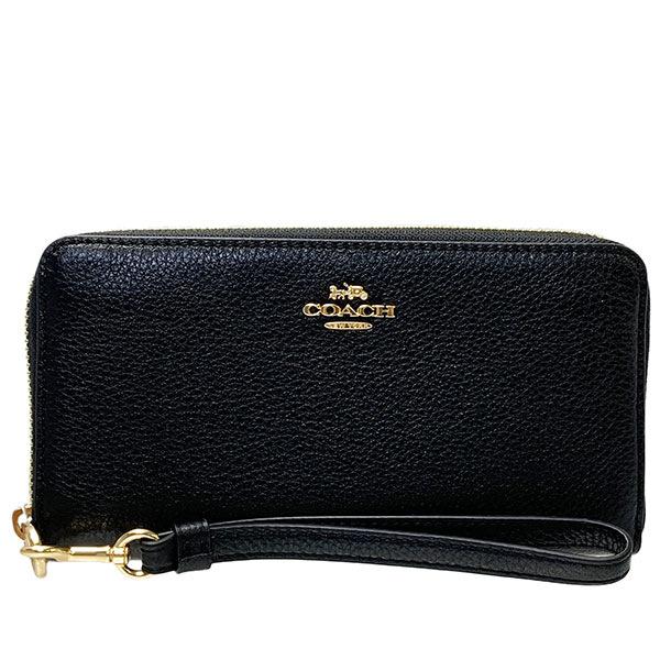 コーチ COACH 財布 長財布 レディース アウトレット レザー リストレット カードスロット ジップアラウンド C4451 IMBLK ﾌﾞﾗｯｸ コーチ COACH レディース WWW