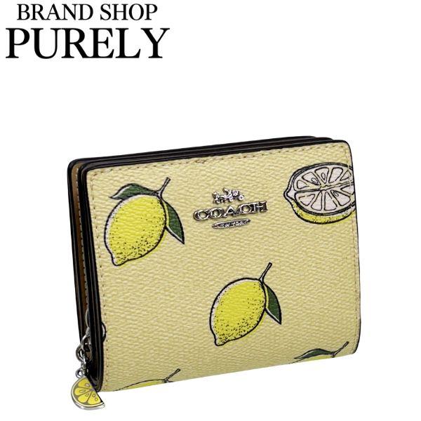 国内発送 コーチ 財布 レディース COACH 折り財布 レモン プリント スナップ ウォレット CAP19 SVXUC ガーデングレードマルチ