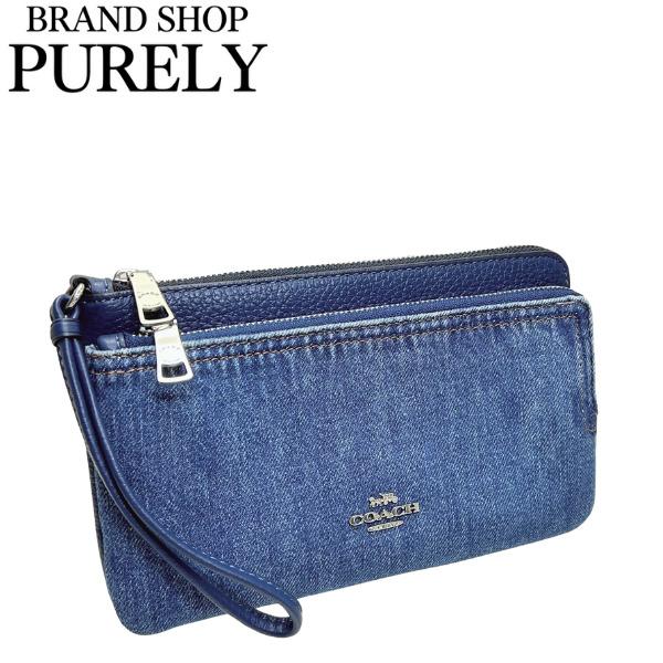 コーチ 財布 レディース COACH ポーチ デニム ダブル ジップ リストレット CAP24 SV/IN インディゴ