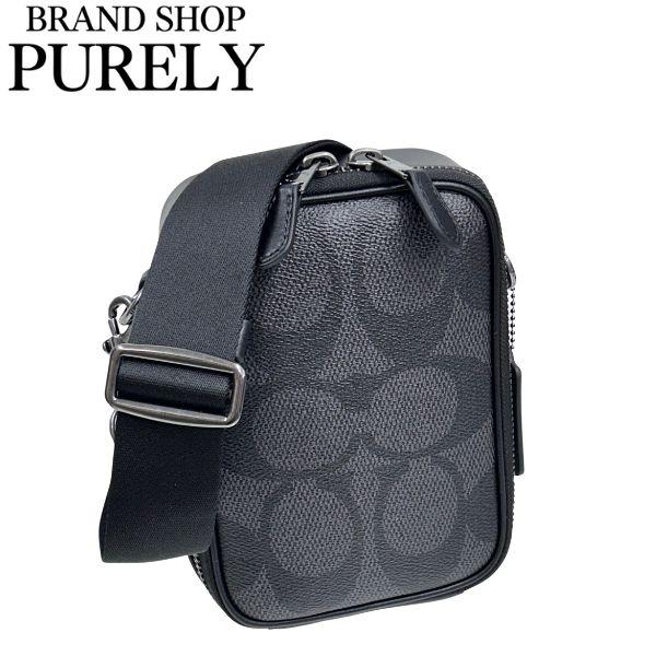 国内発送 コーチ バッグ メンズ COACH ショルダーバッグ シグネチャー スタントン クロスボディ CBI33 QBMI5 チャコール×ブラック