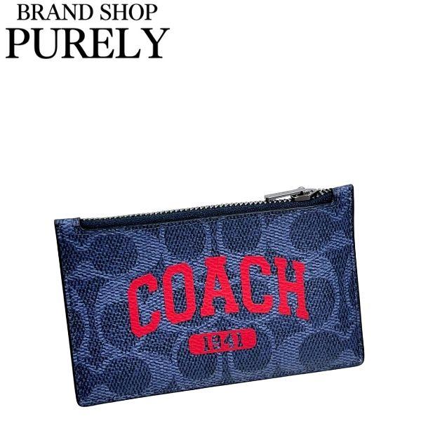国内発送 コーチ カードケース メンズ レディース COACH グラフィック ジップ カードケース CBJ98 QBY3T ミッドナイト×ボールドレッド