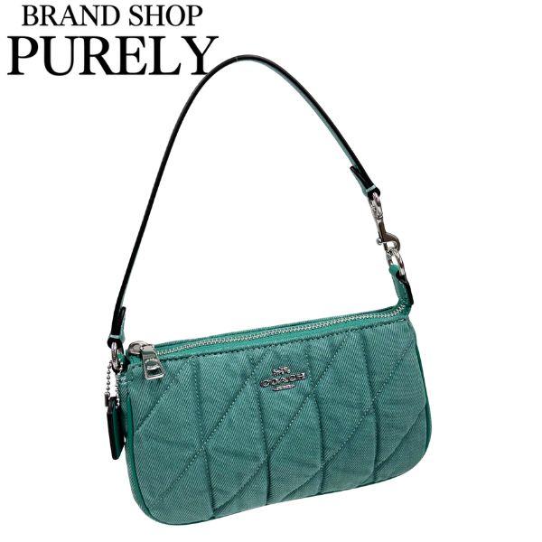 国内発送 コーチ ポーチ レディース COACH 小物 キルティング デニム ノリータ ハンドルポーチ CBK58 SVY2S アイビー×グリーン