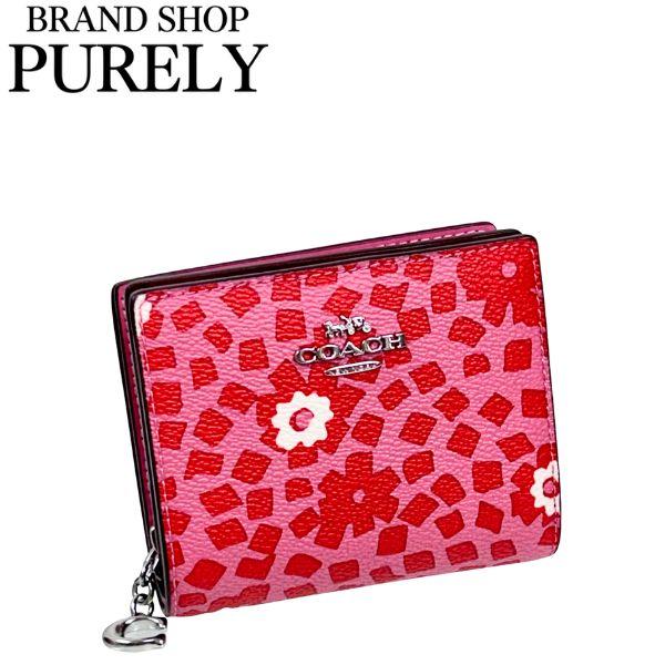 国内発送 コーチ 財布 レディース COACH 折り財布 フローラル プリント スナップ ウォレット CBO75 SVPMC ピンクマルチ