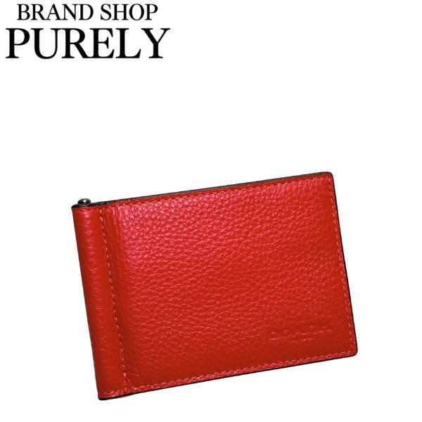 コーチ 財布 メンズ COACH アウトレット レザー スリム ビルフォールド マネークリップ CH090 QBUP7 ボールドレッド